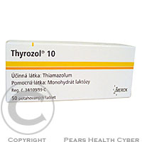 THYROZOL 10 50X10MG Potahované tablety - Lékárna.cz